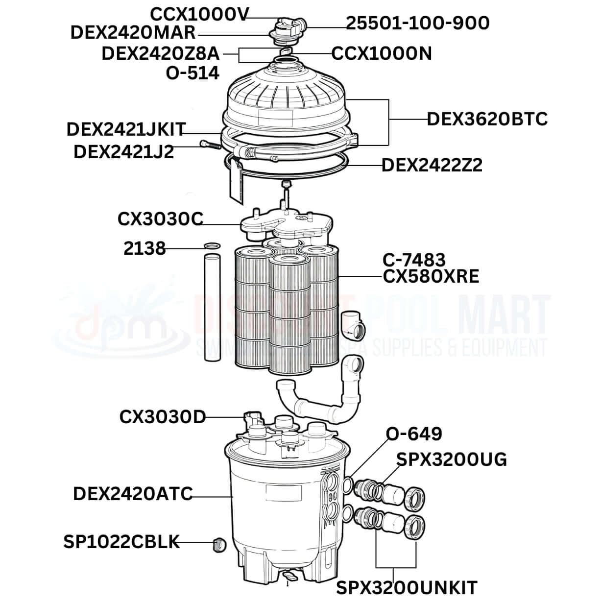 Hayward SwimClear C3030 Filter Replacement Parts Diagram