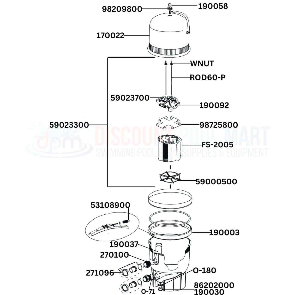 Pentair FNS Plus DE 180009 Filter Replacement Parts Diagram